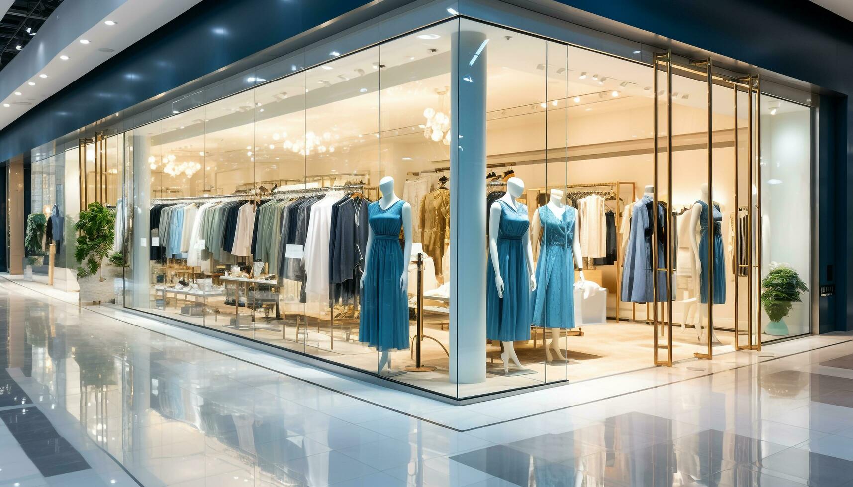 AI generated Fashionable clothing store displays modern elegance and style generated by AI ...