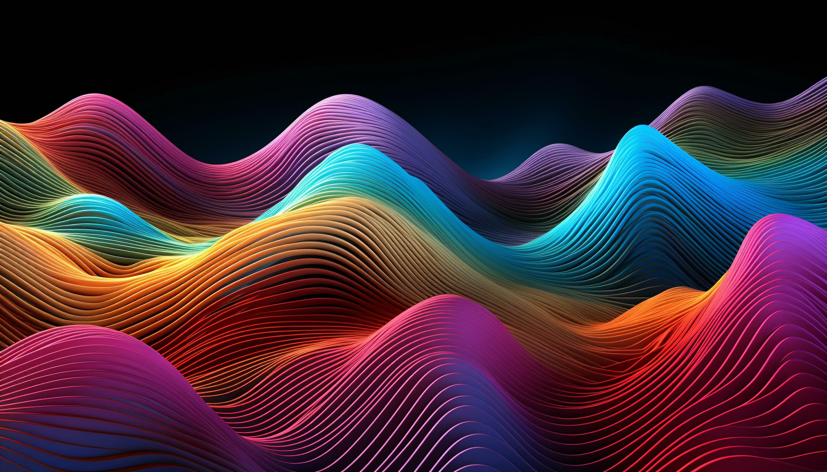 Ai Generated Abstract Backdrop With Multi Colored Wave Pattern Design