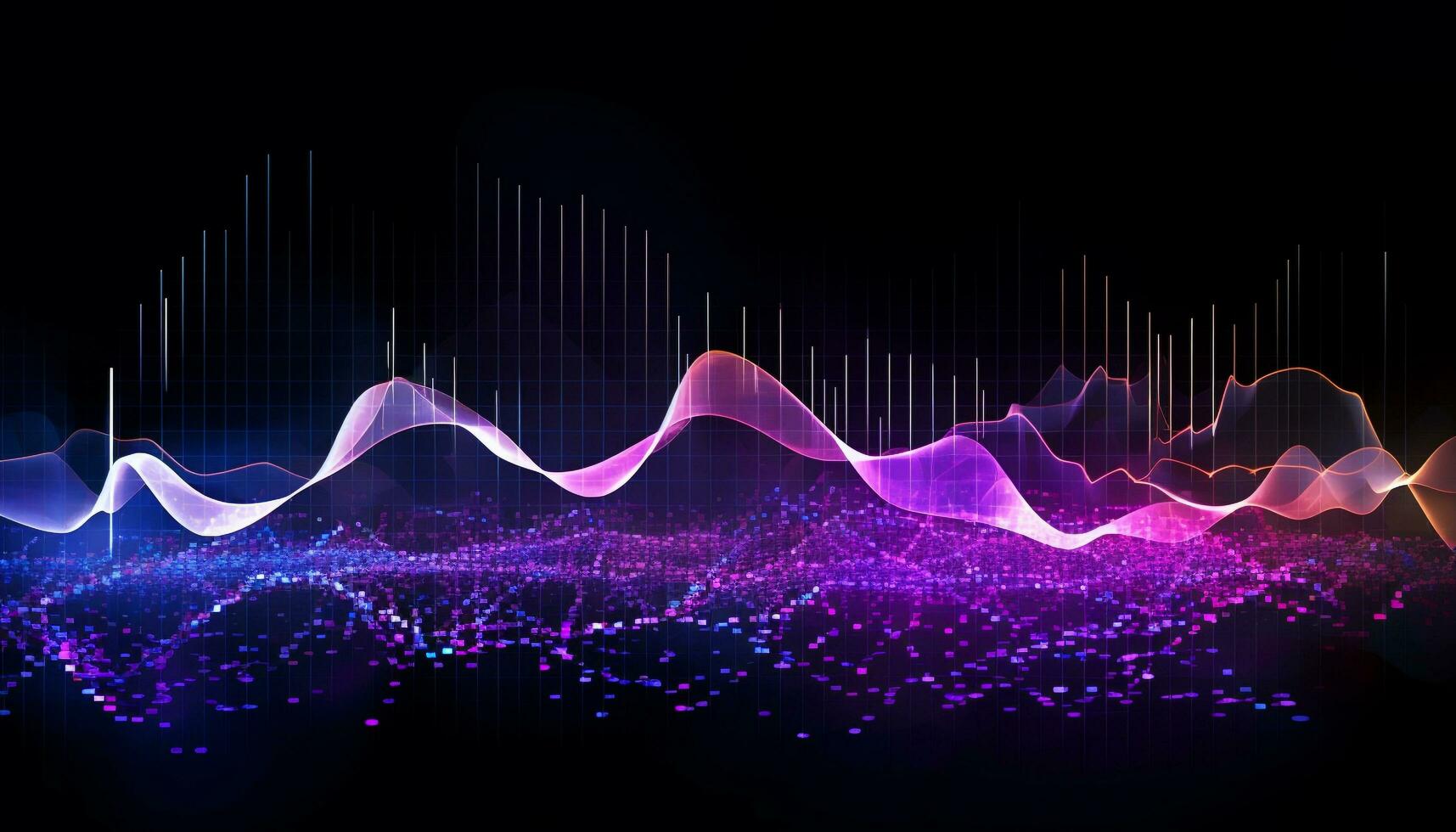 AI generated Glowing sine wave pattern on black background generated by ...
