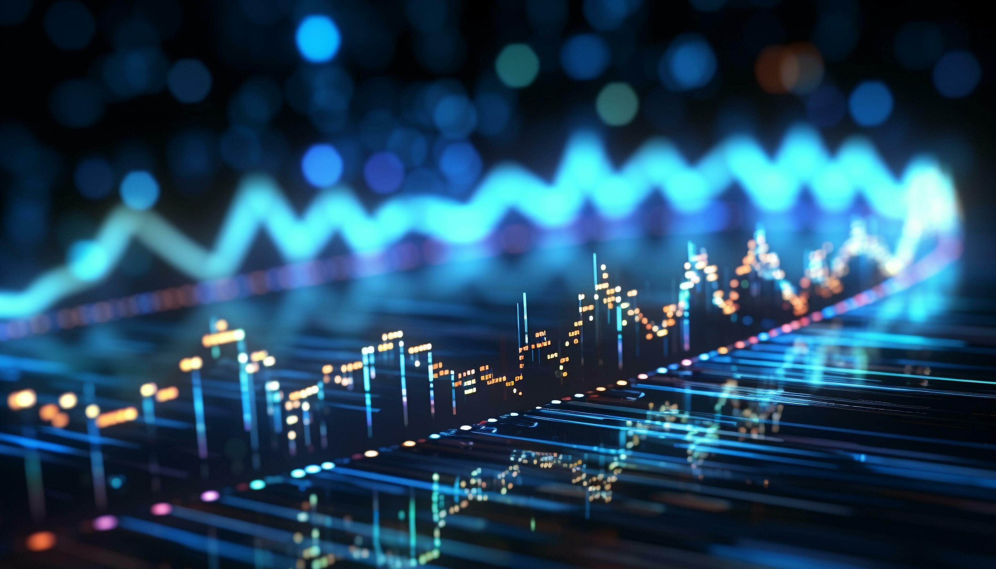 AI generated Glowing abstract data chart illuminates futuristic ...