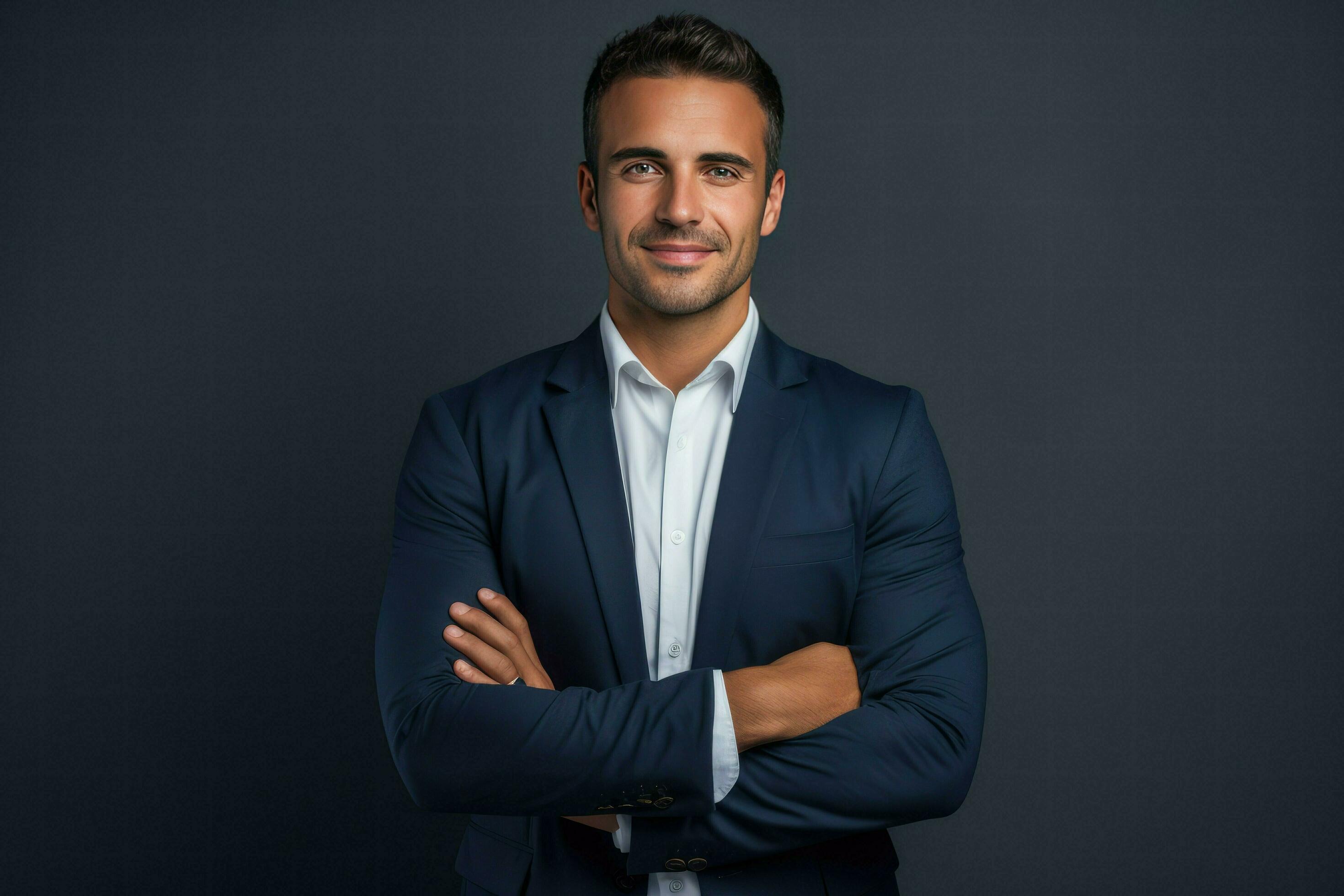 AI generated Happy handsome businessman against a minimalist backdrop ... AI generated Happy handsome businessman against a minimalist backdrop ...