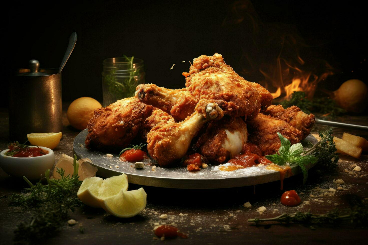 AI generated Close up on delicious chicken meal, Delicious crispy ...