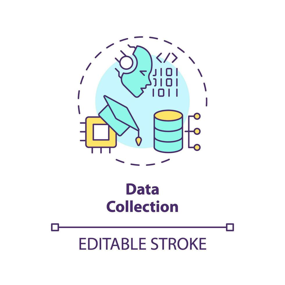 2d Editable Multicolor Data Collection Icon Simple Isolated Vector