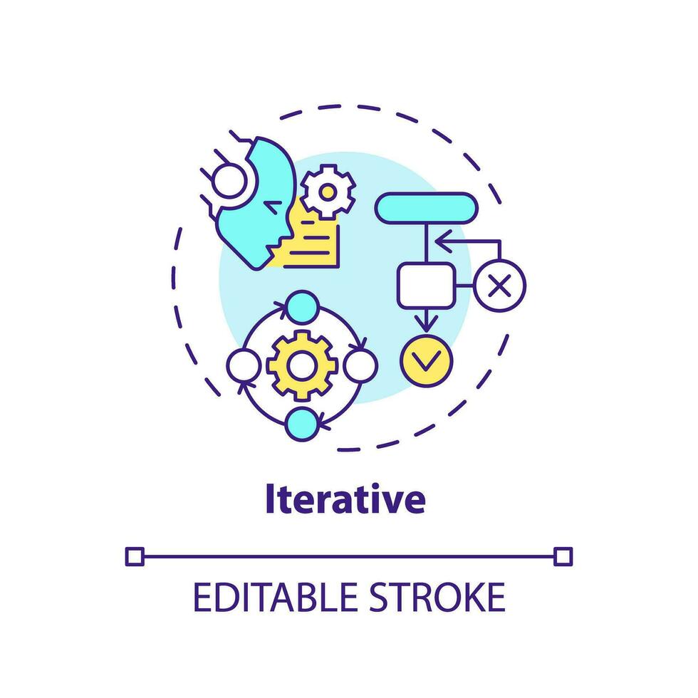2d Editable Multicolor Iterative Icon Simple Isolated Vector Thin