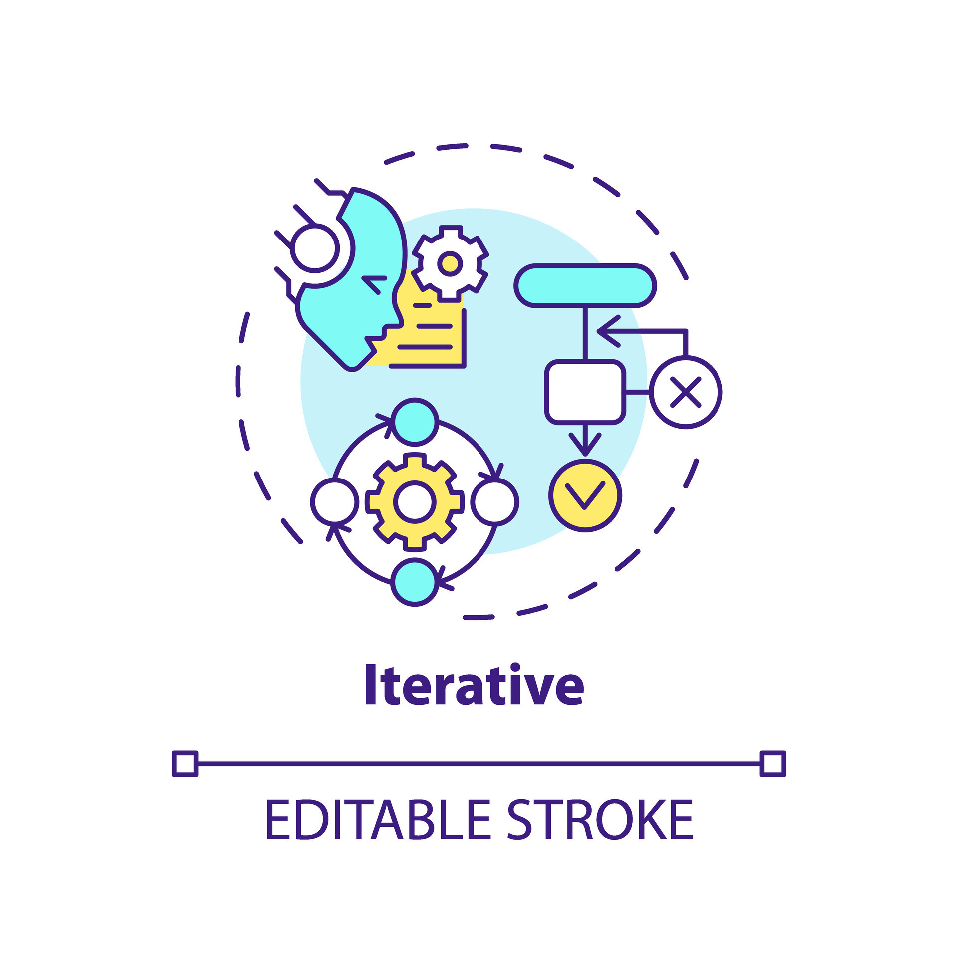 2D editable multicolor iterative icon, simple isolated vector, thin ...