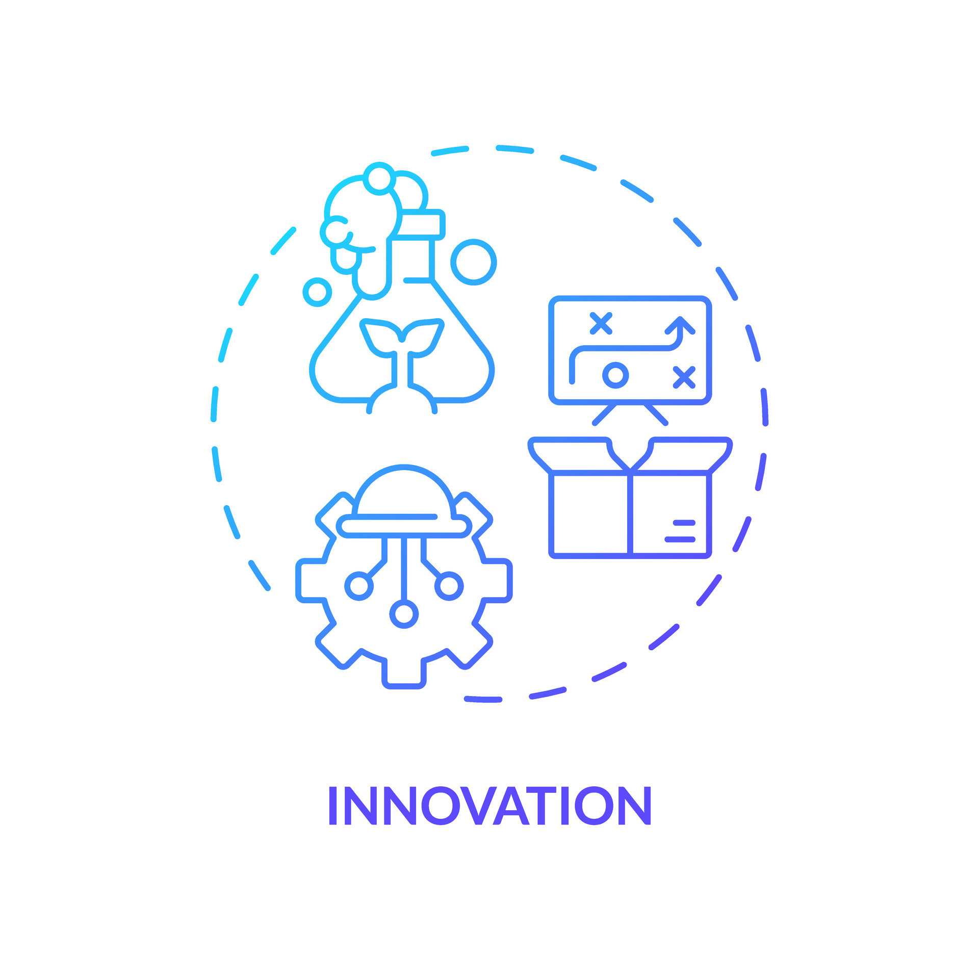 2d Gradient Innovation Icon Creative Isolated Vector Thin Line Illustration Representing