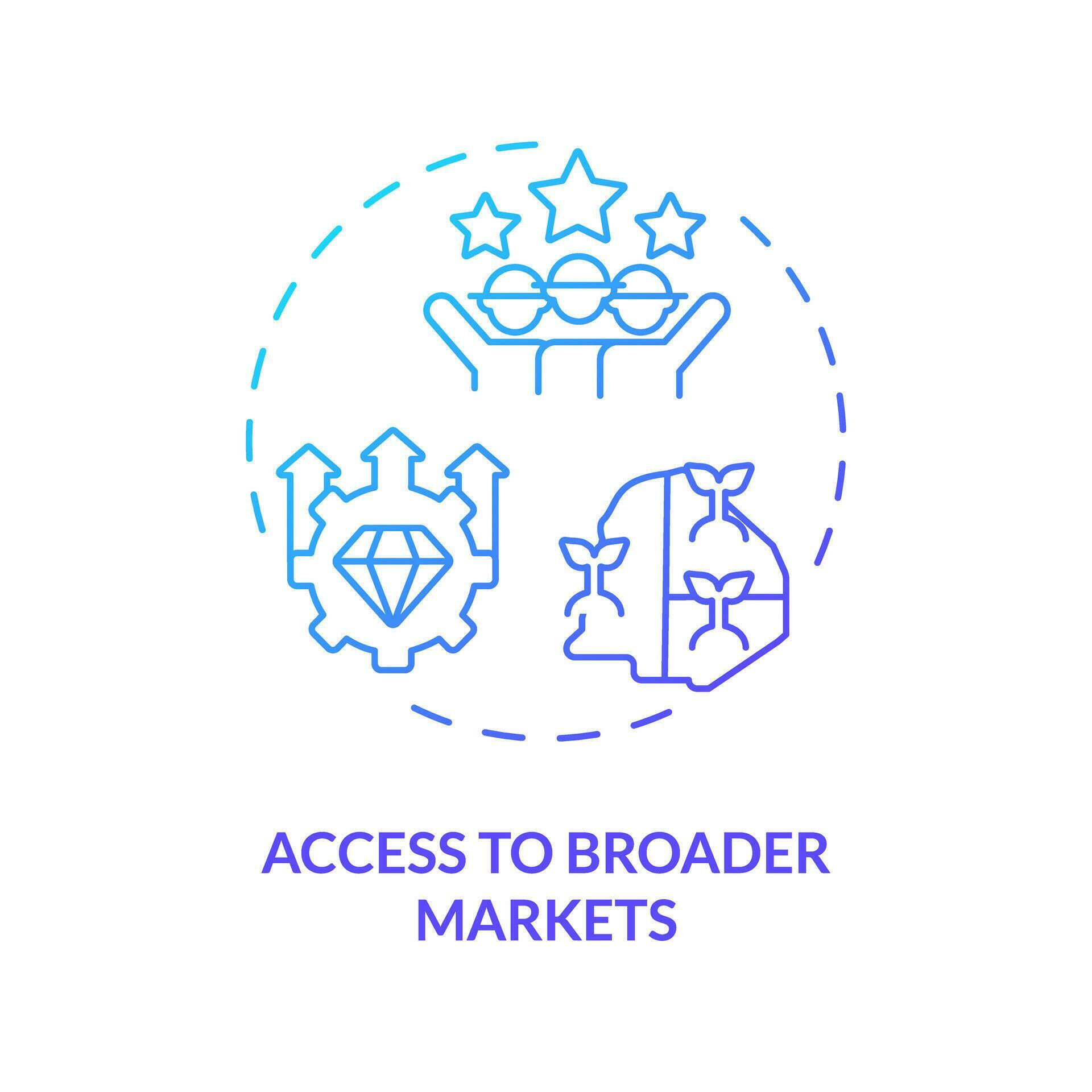 2d Gradient Access To Broader Markets Icon Creative Isolated Vector