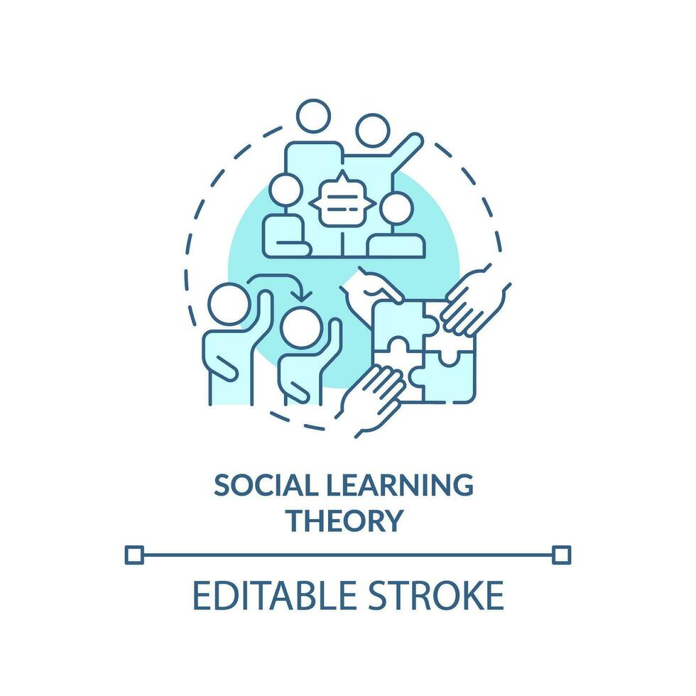 2d Editable Blue Social Learning Theory Icon Simple Monochromatic Vector Learning Theories