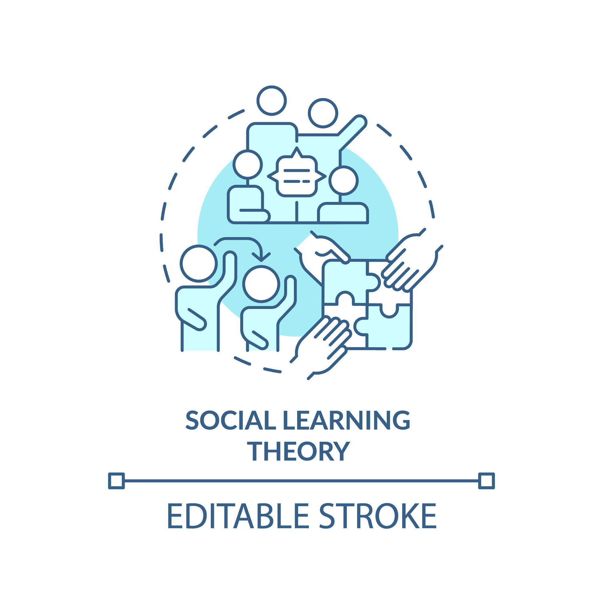 2d Editable Blue Social Learning Theory Icon Simple Monochromatic
