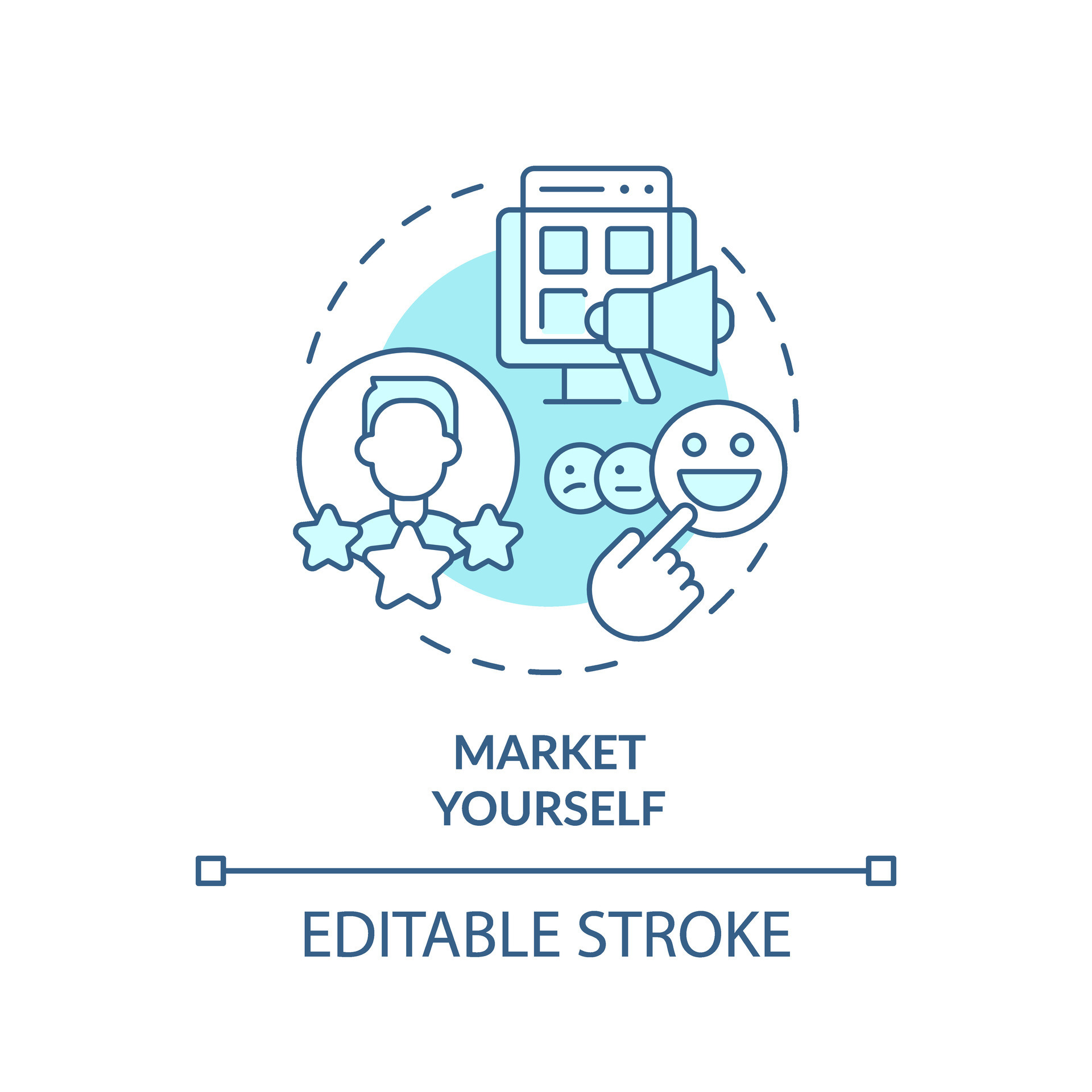2D editable blue market yourself icon, monochromatic isolated vector ... 2D editable blue market yourself icon, monochromatic isolated vector ...