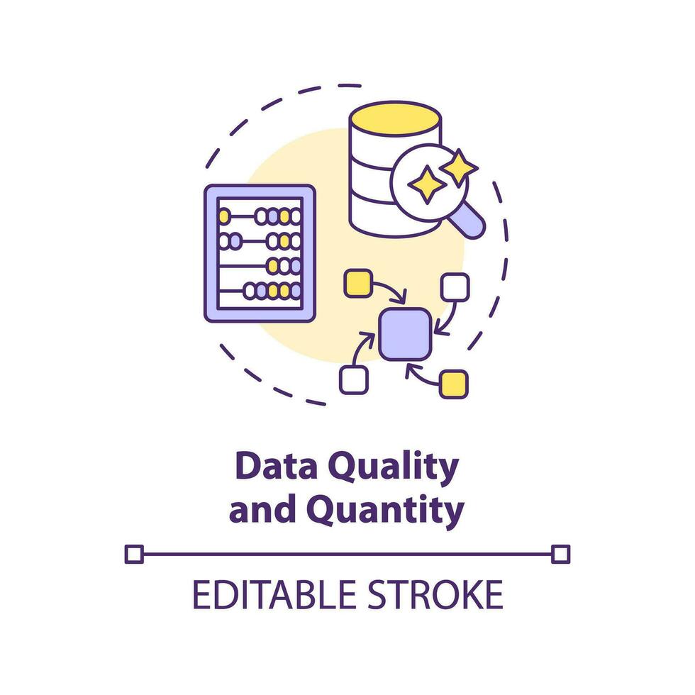 2d Editable Multicolor Data Quality And Quantity Icon Simple Isolated