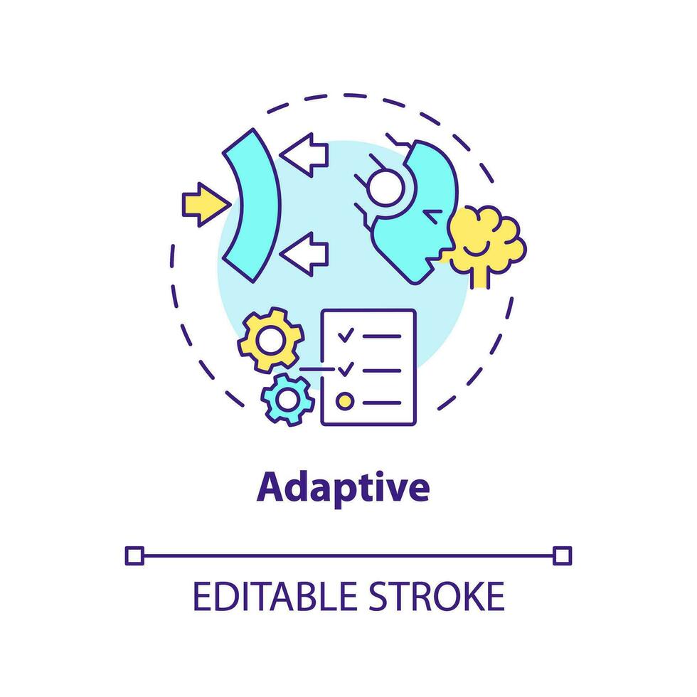 2d Editable Multicolor Adaptive Icon Simple Isolated Vector Thin Line