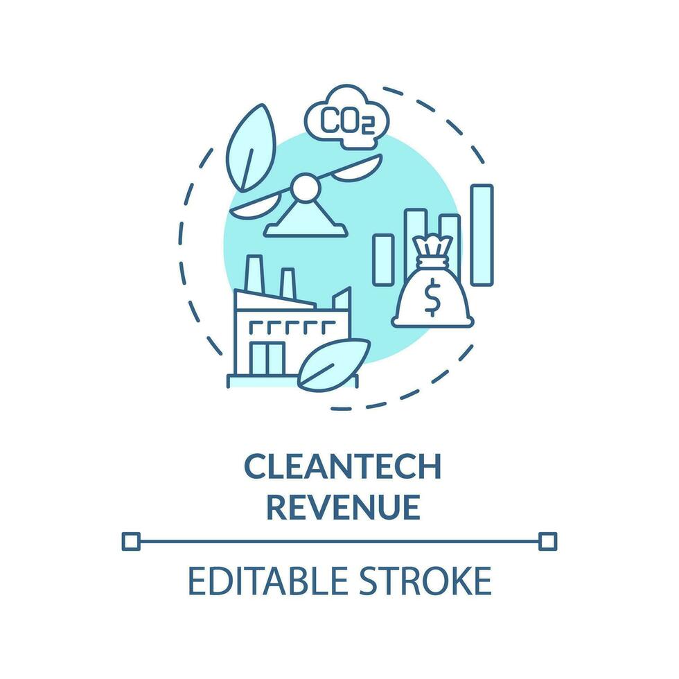 2d Editable Blue Cleantech Revenue Icon Monochromatic Isolated Vector Climate Metrics Thin