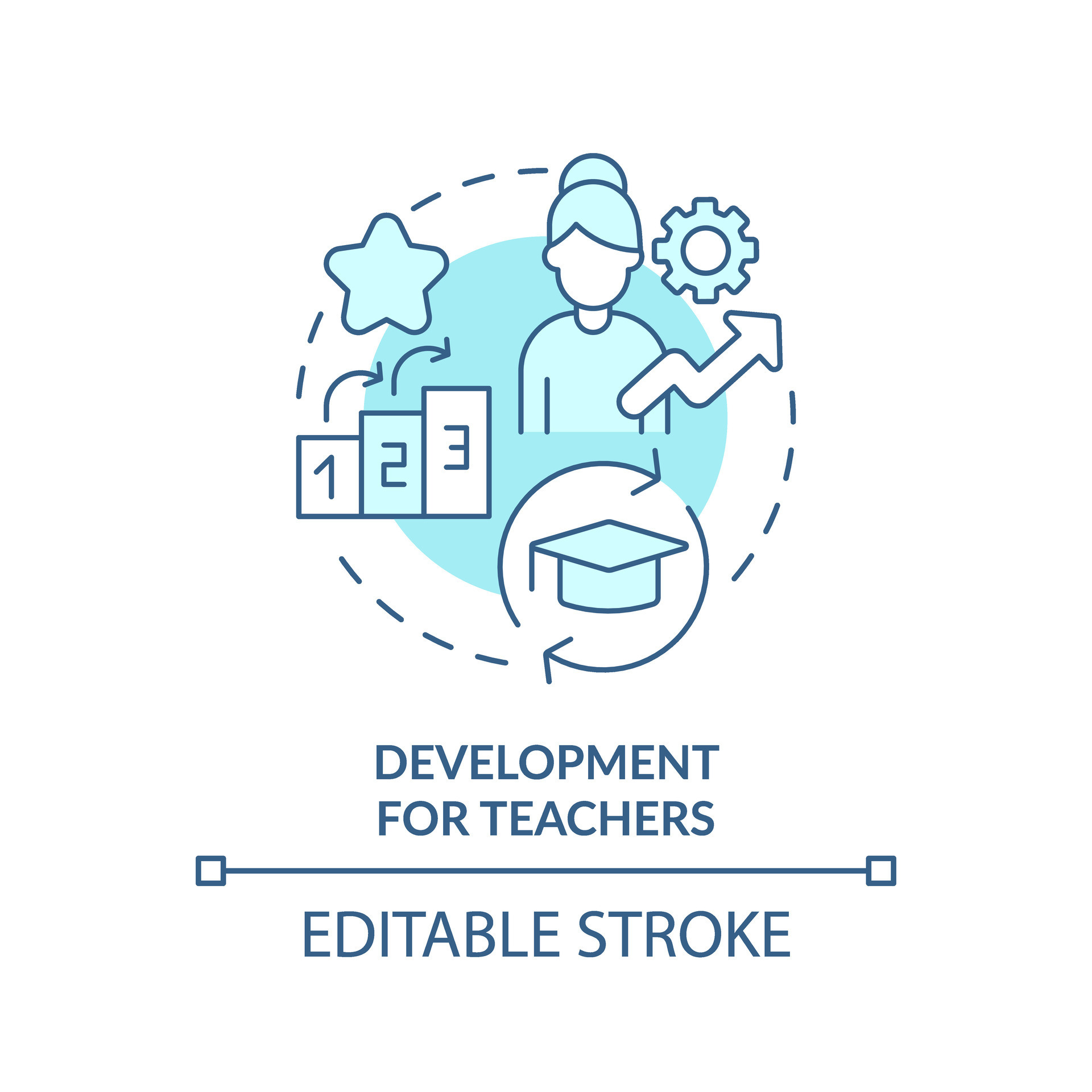 2D editable blue development for teachers icon, simple monochromatic ...