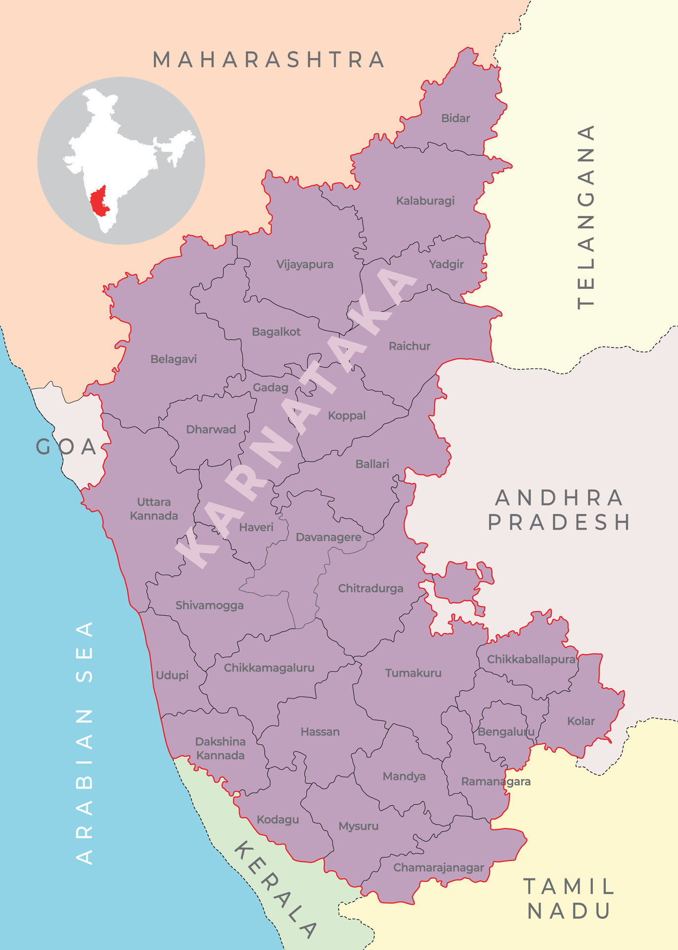 Karnataka district map with neighbour state 36224659 Vector Art at Vecteezy Karnataka district map with neighbour state 36224659 Vector Art at Vecteezy
