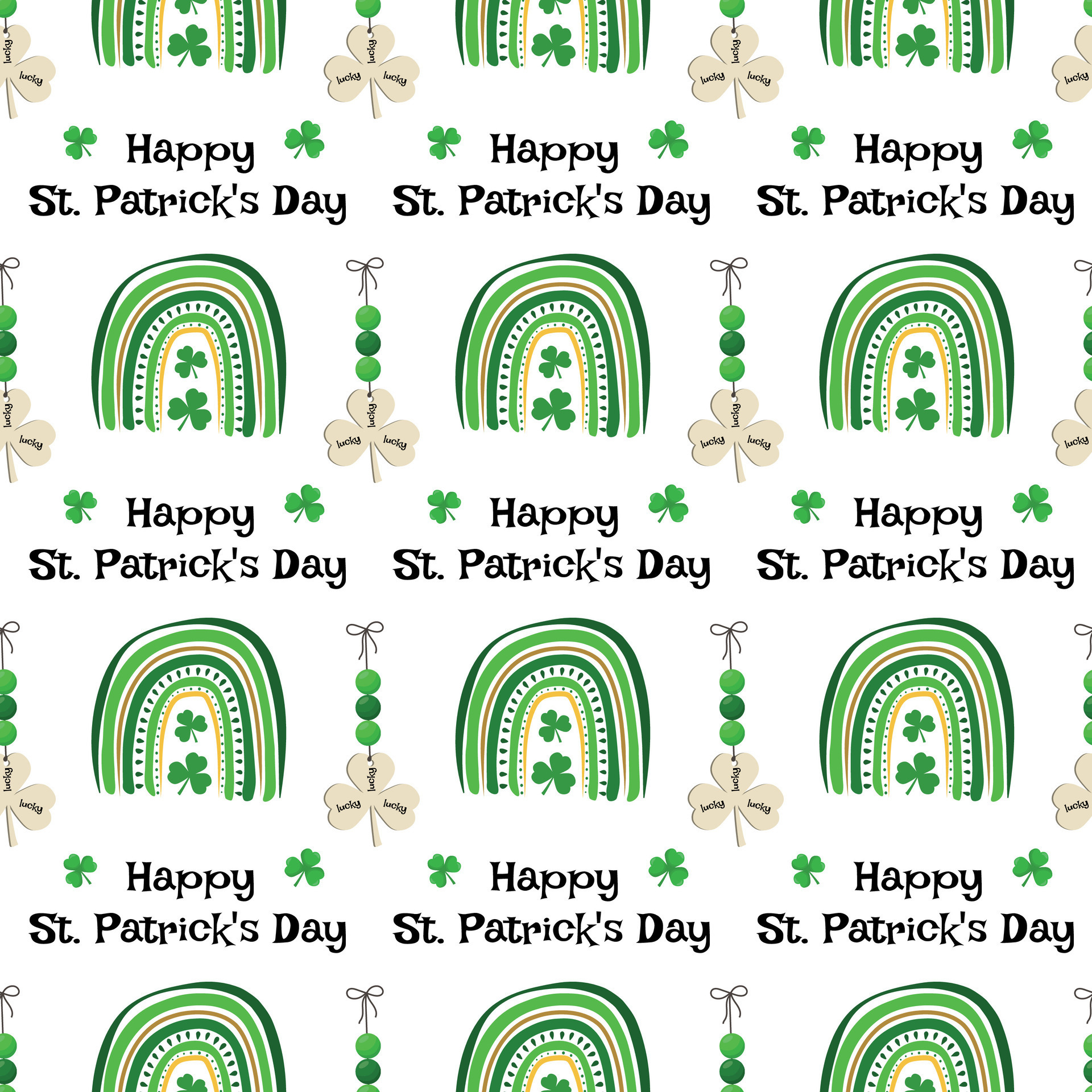 Seamless pattern with St. Patrick's Day elements, with rainbows and a ...