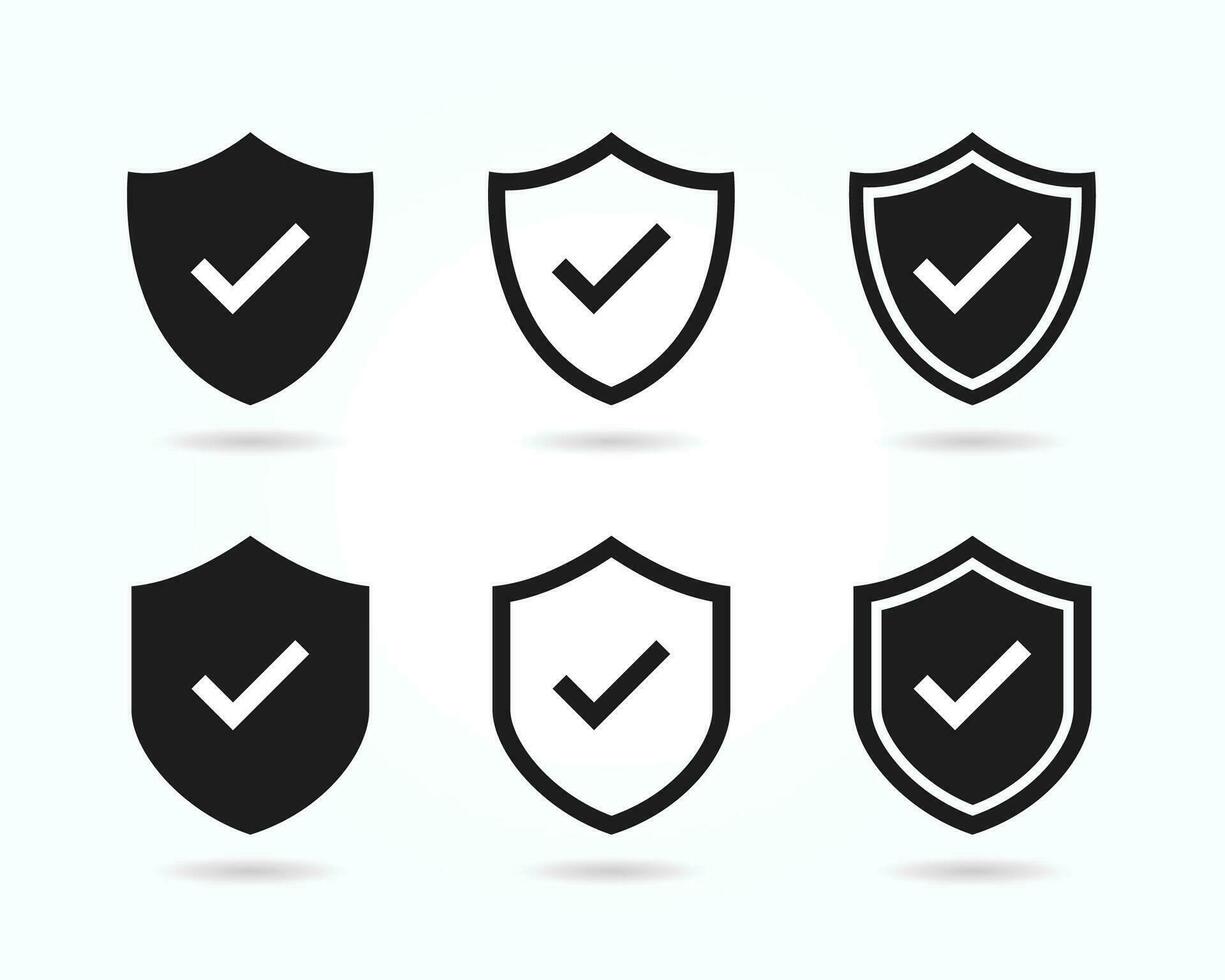 Set Of Protection Icon Vector Security Shields With Check Mark Icon Safe Guard Security Icon