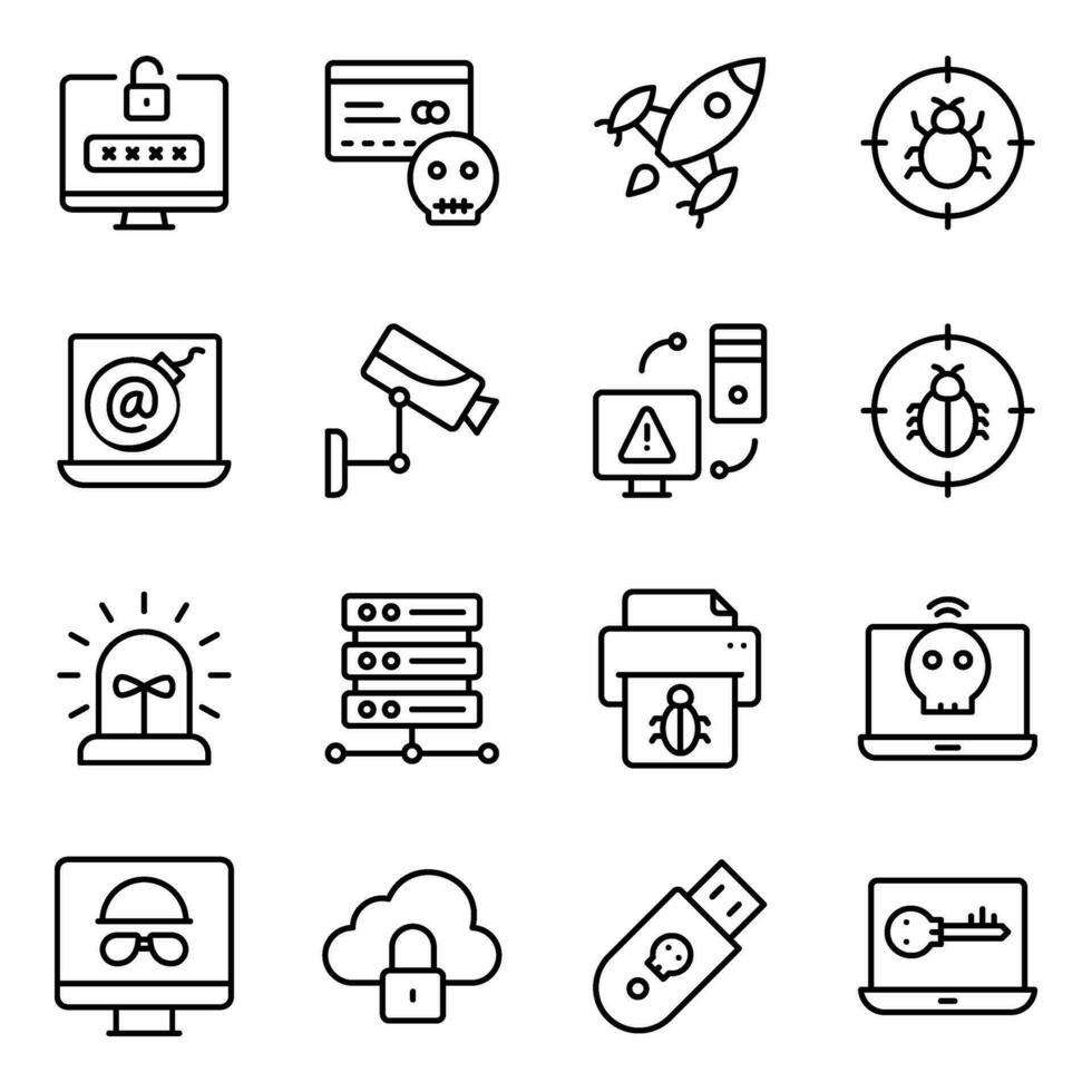 Pack of Computer Hacking Icons 36232608 Vector Art at Vecteezy