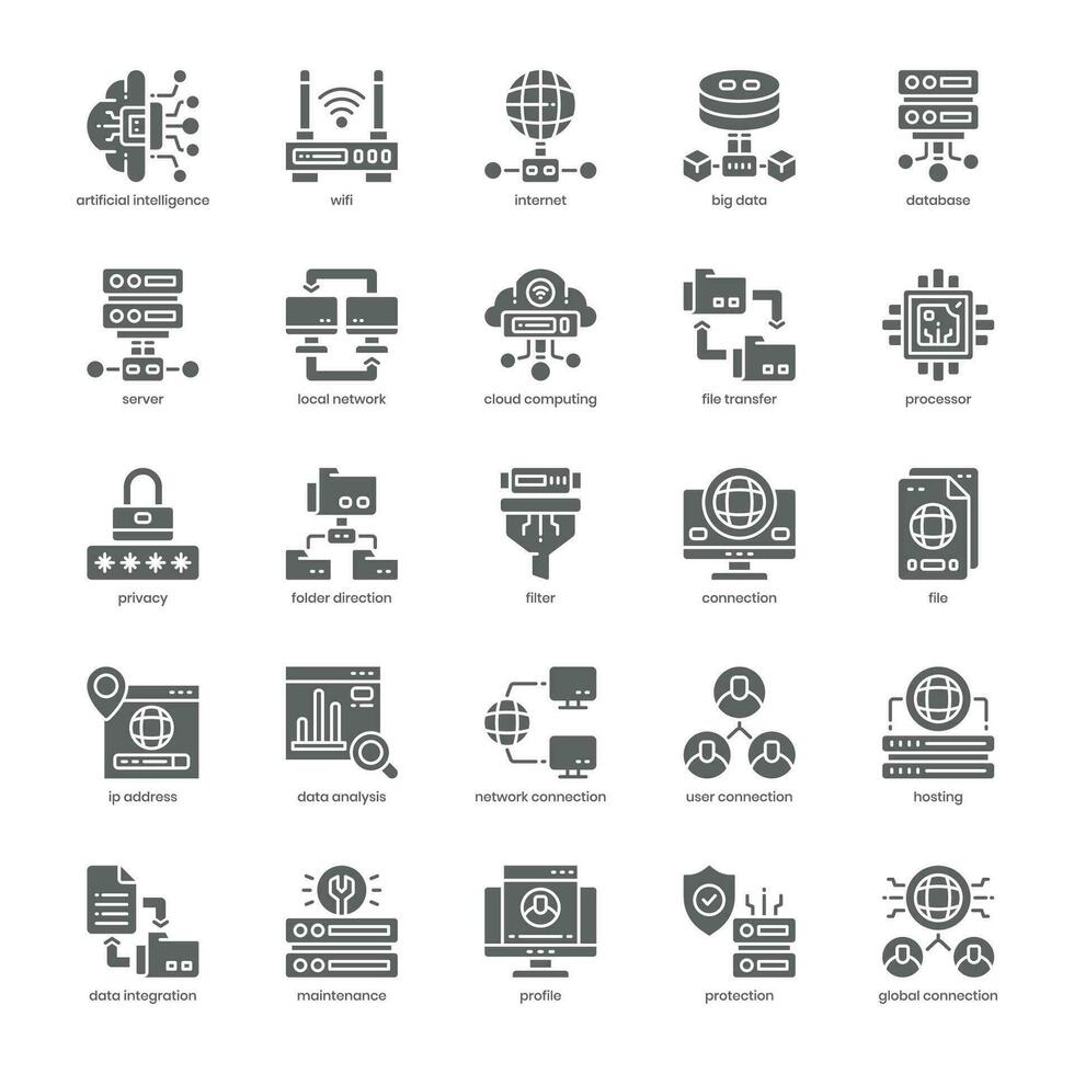 Big Data icon pack for your website design, logo, app, and user interface. Big Data icon glyph ...