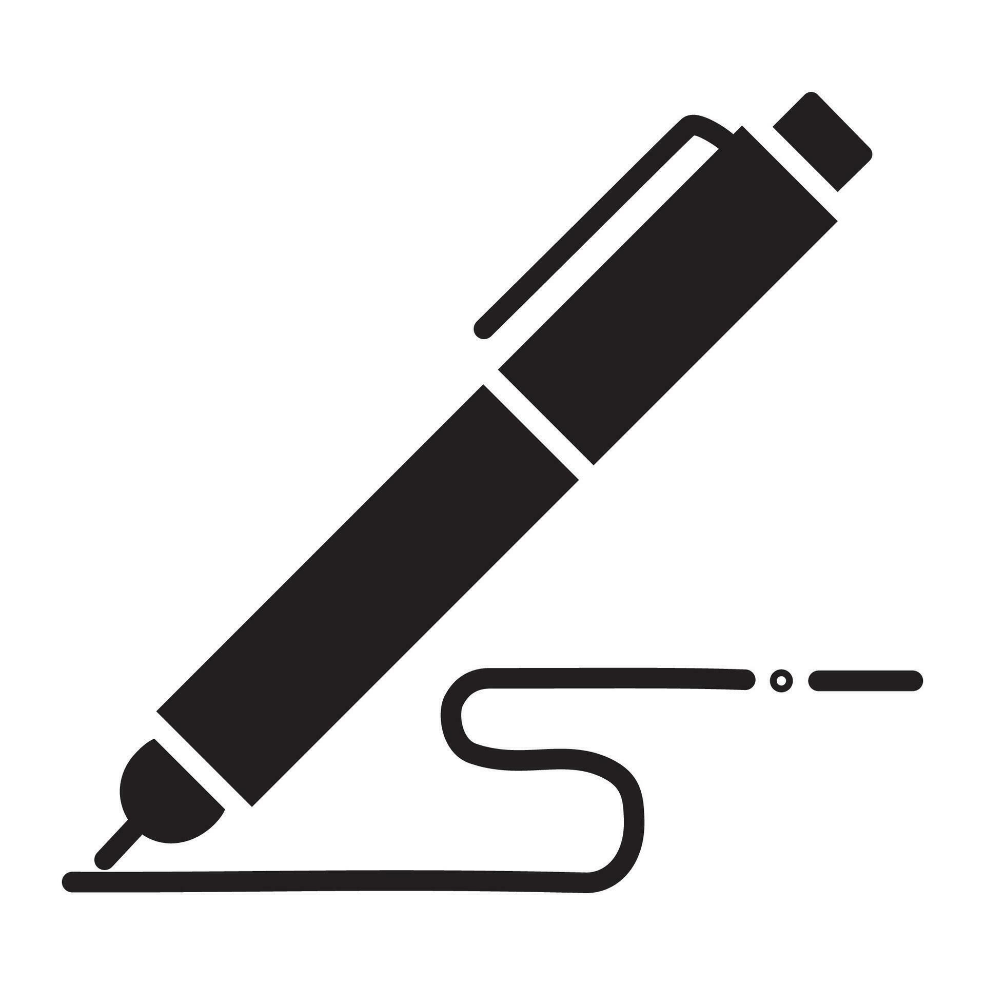 Pen Write Icon Line And Glyph Versions Signature Pen Outlines And