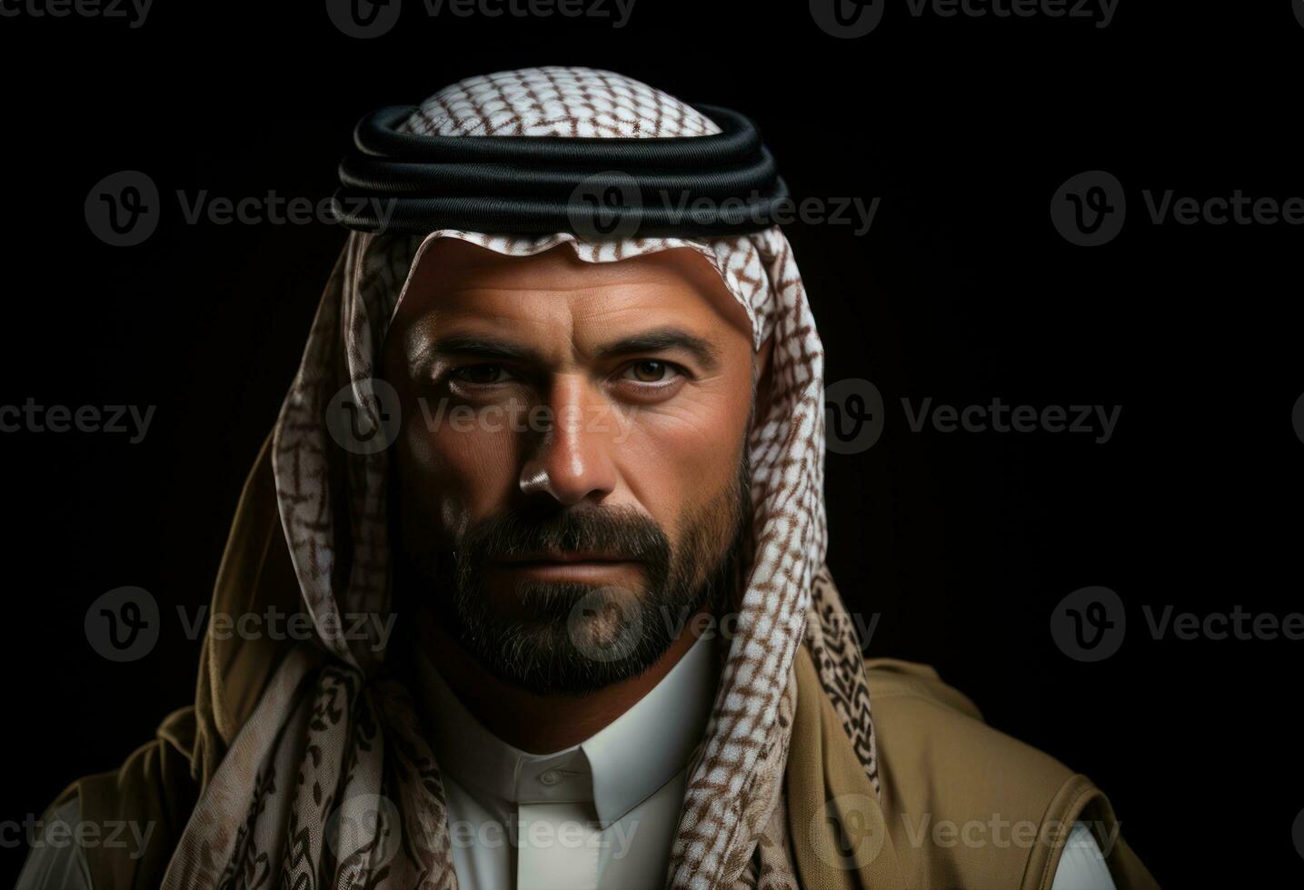 AI generated Confident arab man in traditional attire against a ...