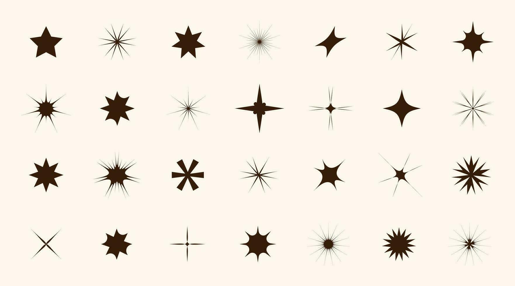 Set of star shapes. Retro futuristic sparkle icons collection. Vector set of Y2K style ...