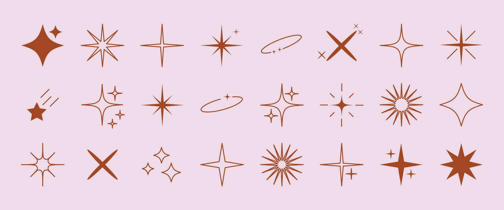Set of star shapes. Sparkle icons collection. Abstract shine symbols, Y2k elements. Perfect for ...
