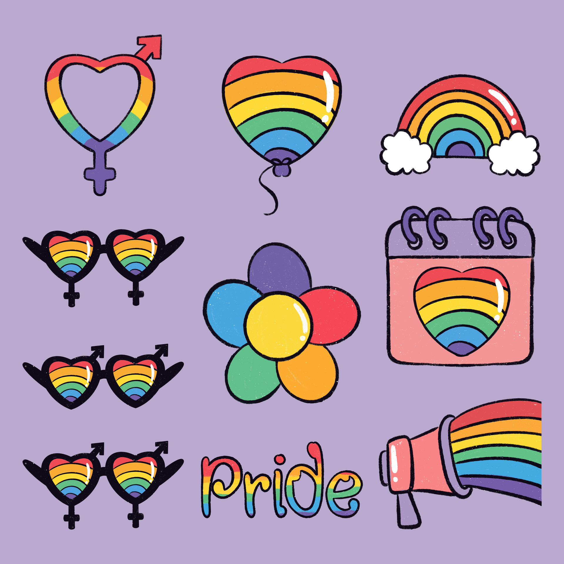 Hand-drawn pride month LGBTQ illustration set 36250624 Vector Art at ...