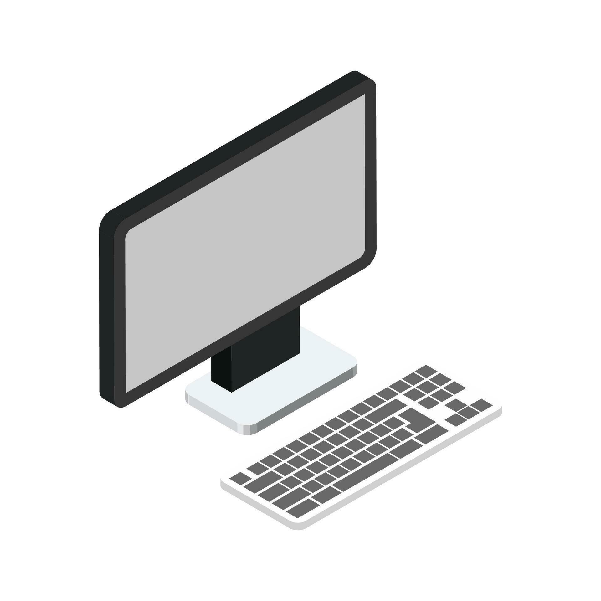 Vector volumetric personal computer or system unit with monitor and ...