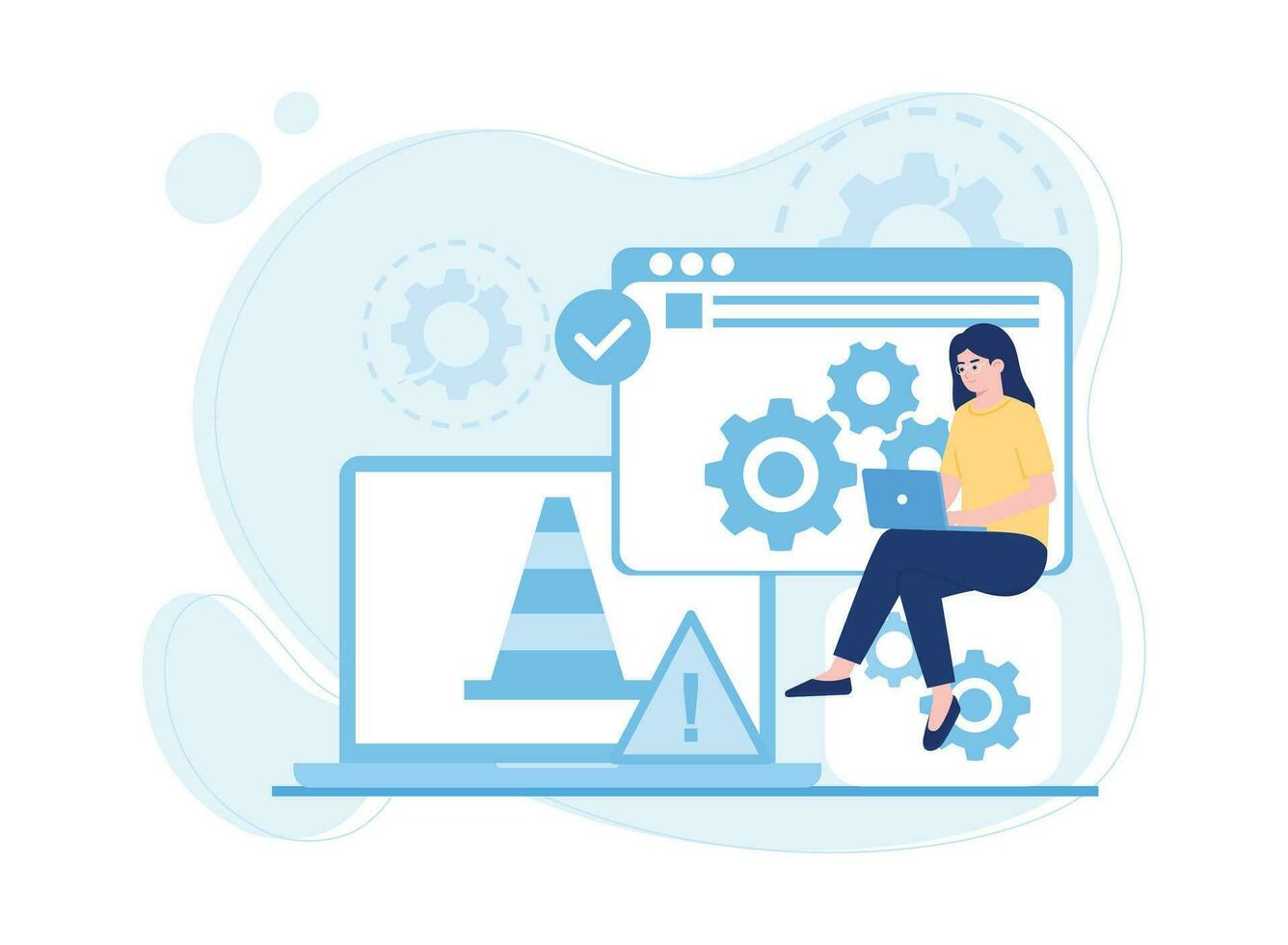 Laptop Troubleshooting Concept Under Constuction Eror Service Concept