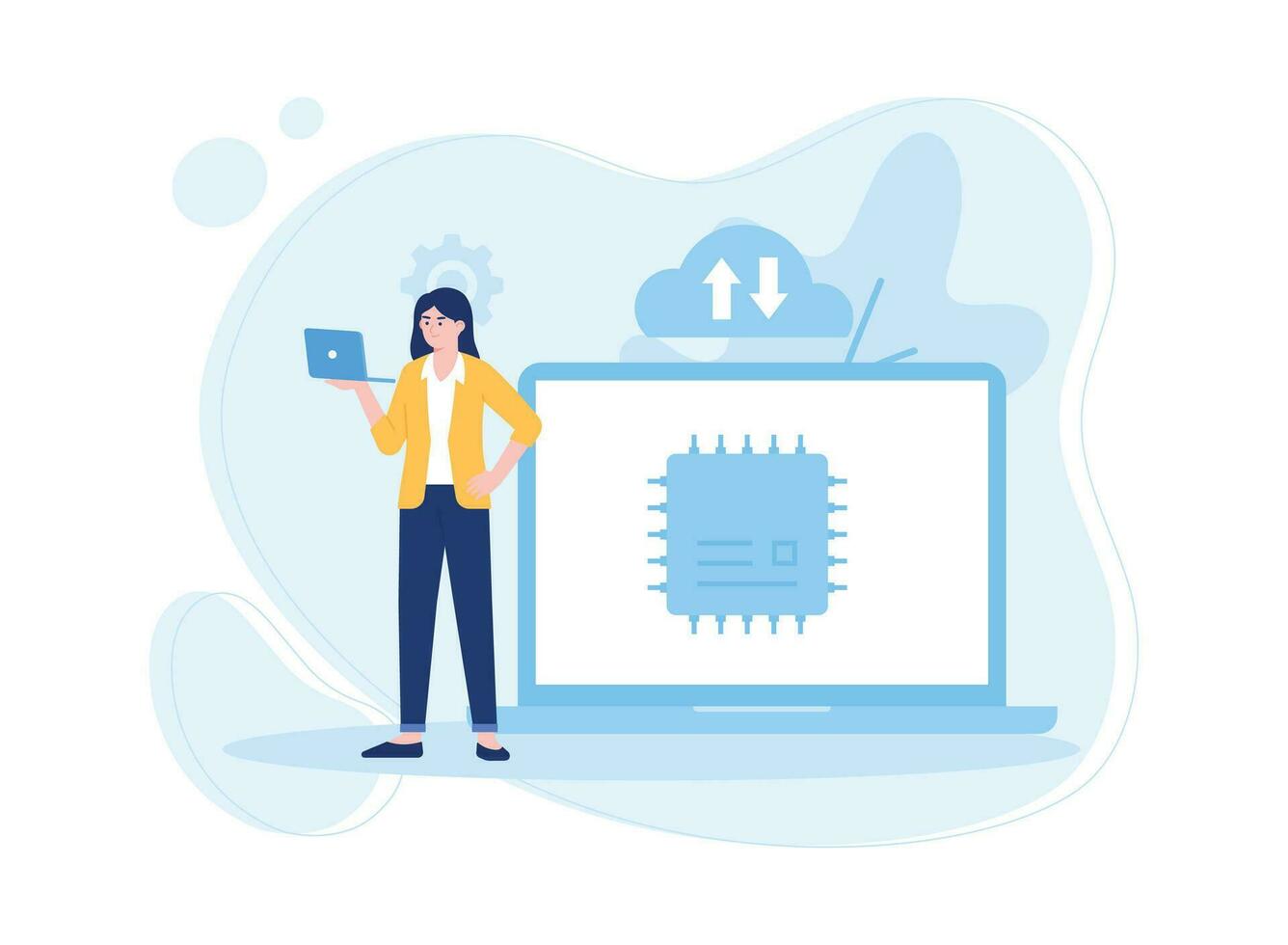 online database cloud disk. data storage information base computer applications. concept flat ...