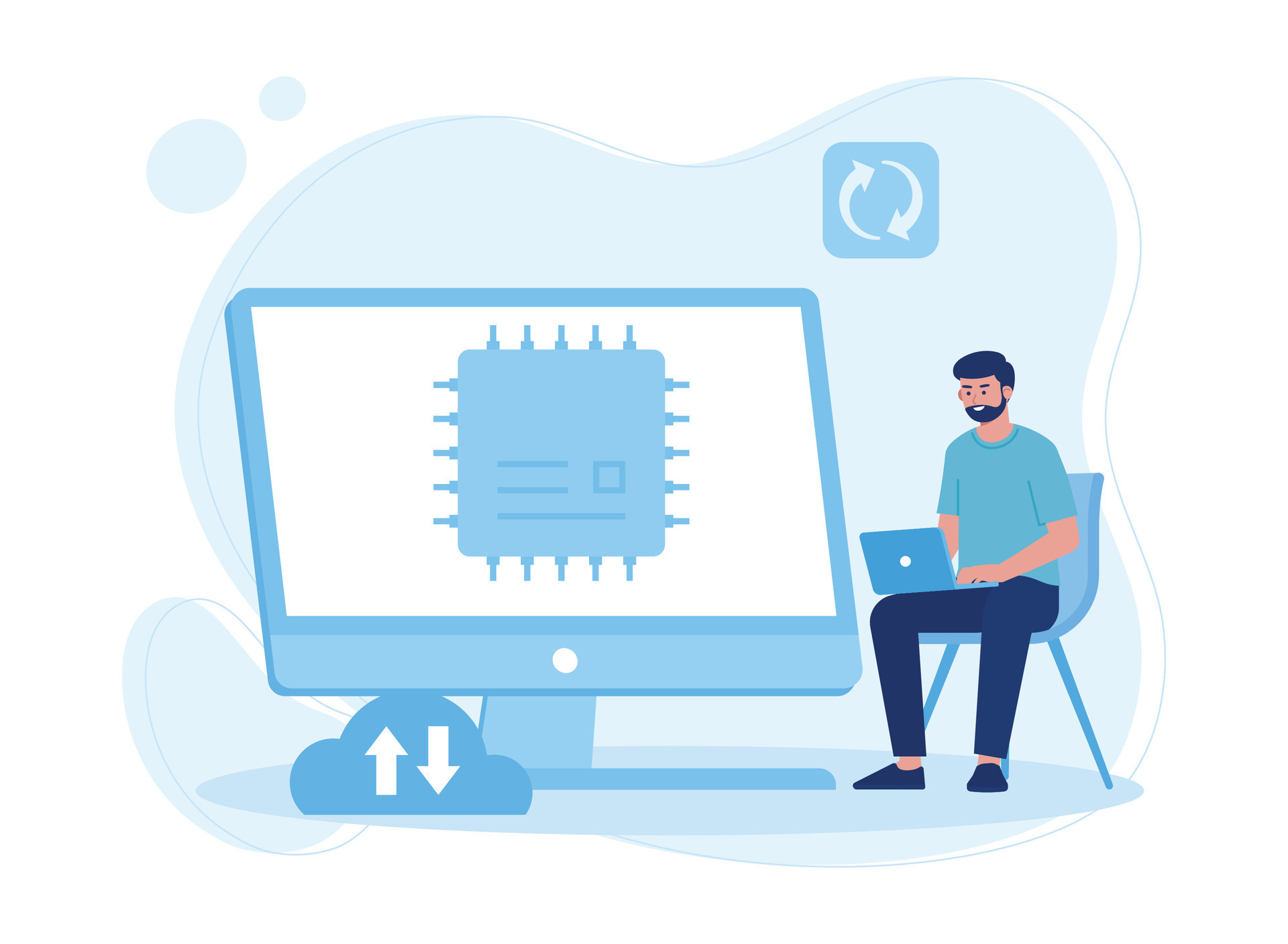 online database cloud disk. data storage information base computer applications. concept flat ...