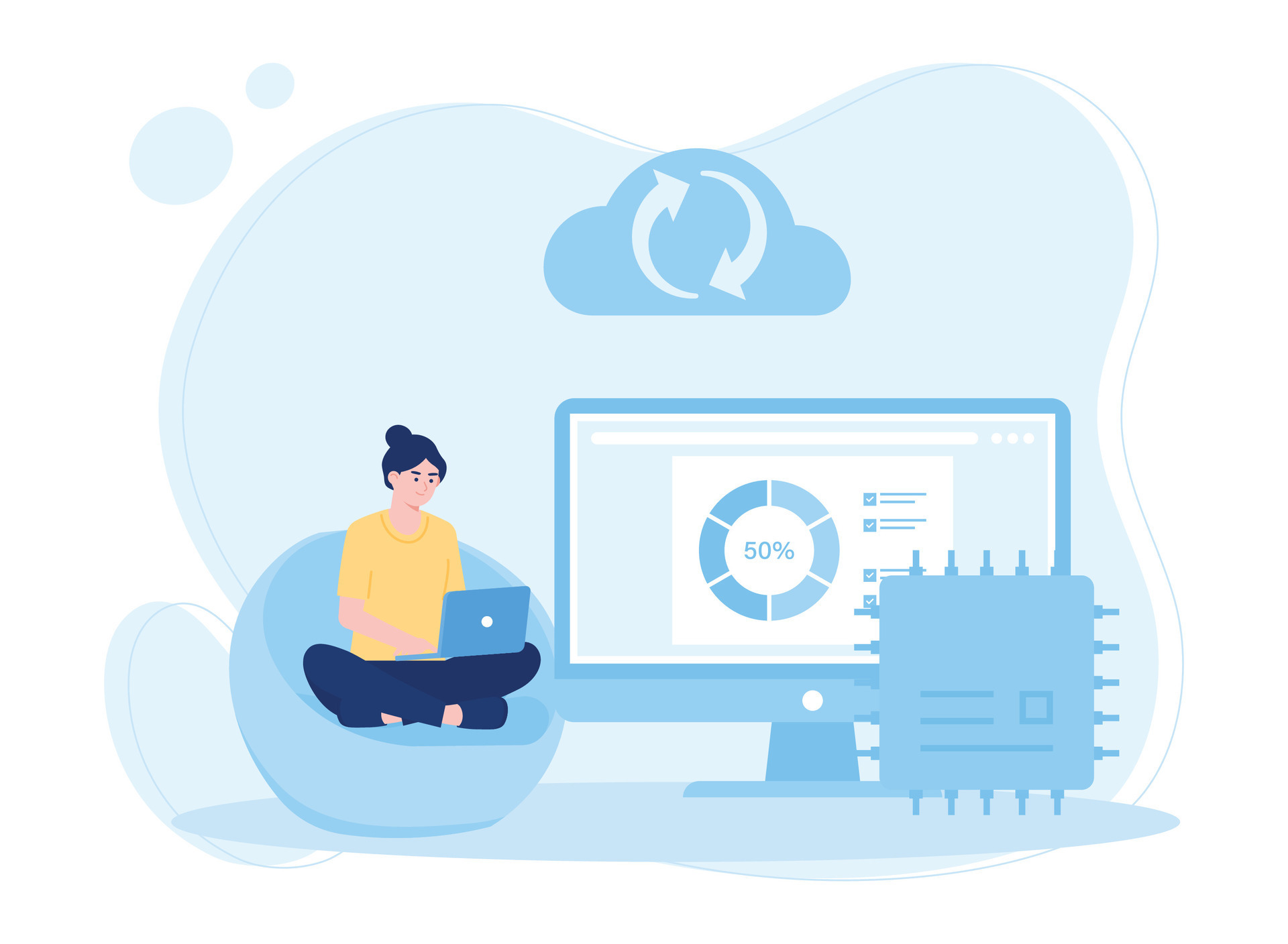 Database Synchronization And Backup Concept Flat Illustration 36260809