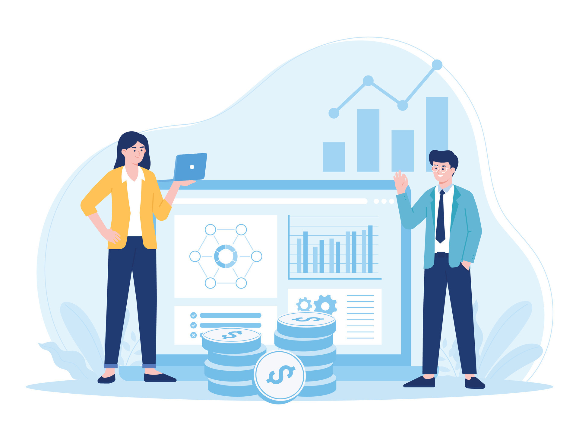 Business Team Analysis And Monitoring On Web Report Dashboard Monitor