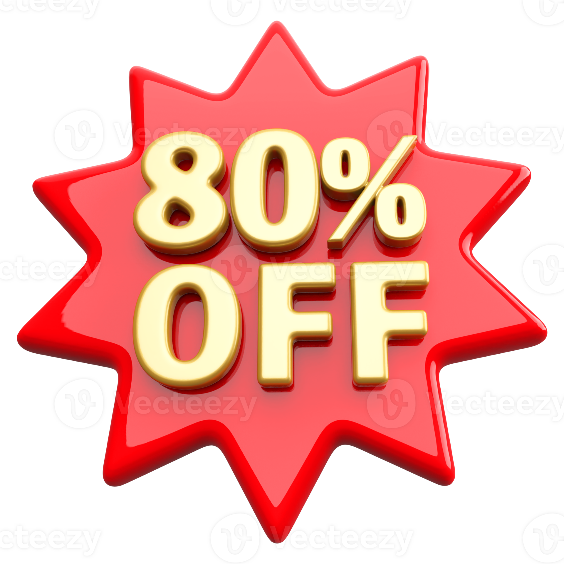 80 percentage off sale discount - 3d red number promotion 36266752 PNG