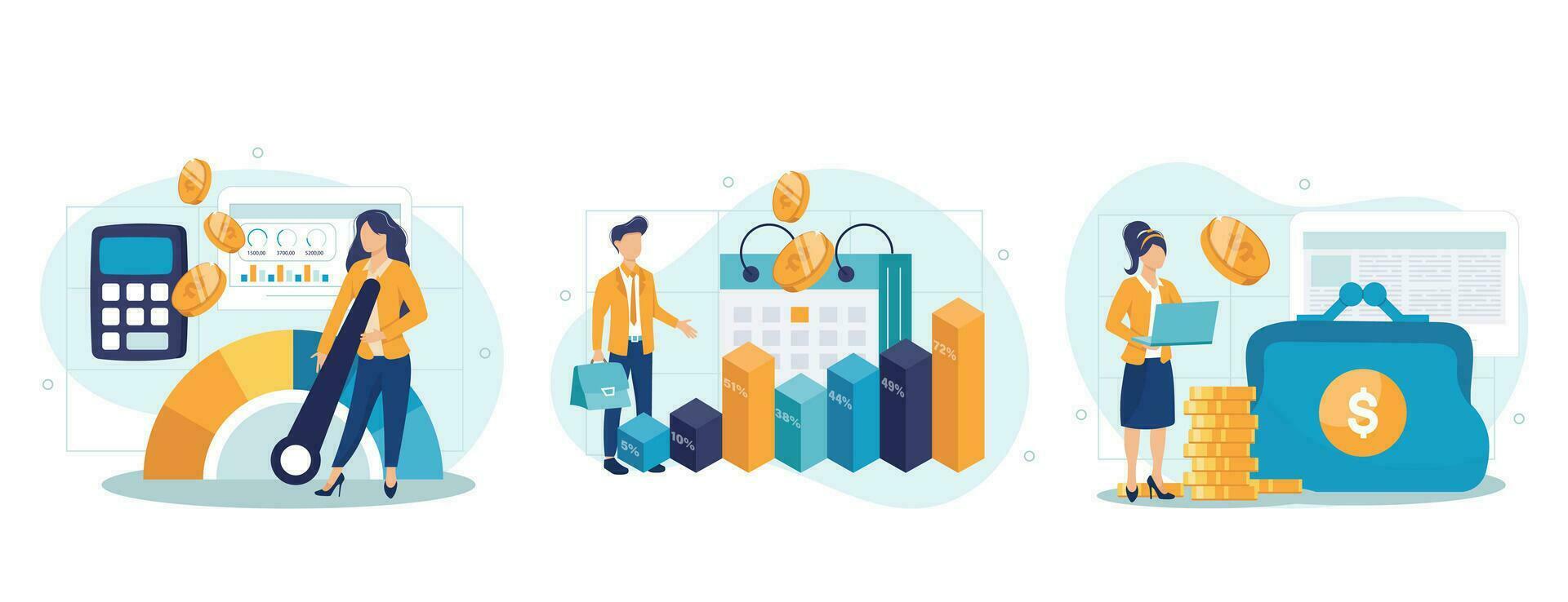 Cost Optimization Concept Set Idea Of Financial And Marketing Strategy