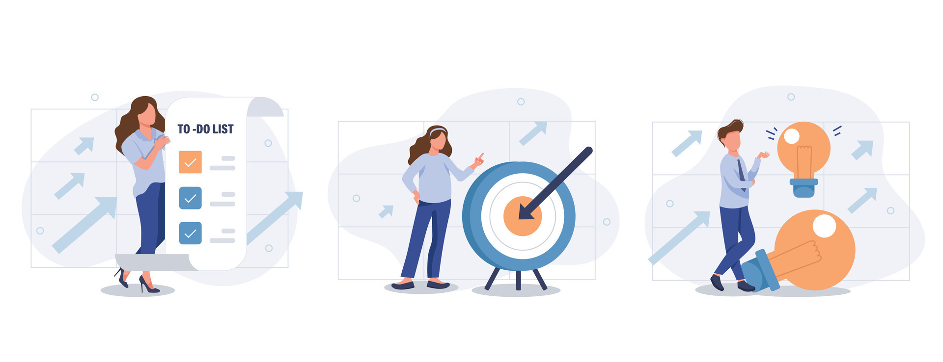 Soft skills concept. Business people or employee with self management and scheduling skill. Time ...