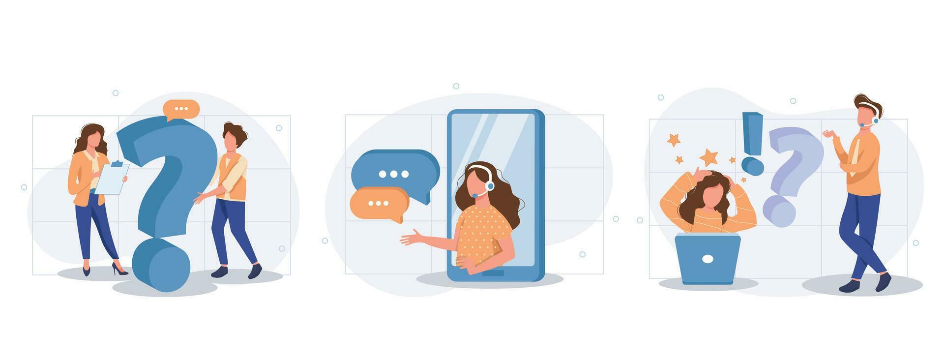 Customer Support Illustration Set Characters Asking A Questions Receiving Answers From