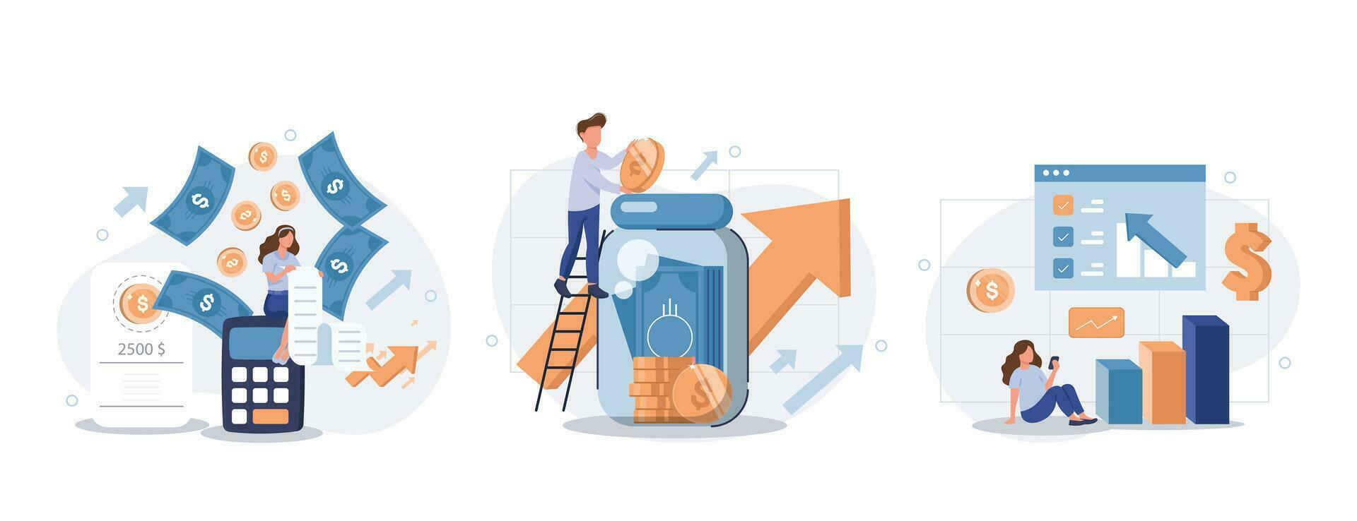 Cost Optimization Concept Set Idea Of Financial And Marketing Strategy
