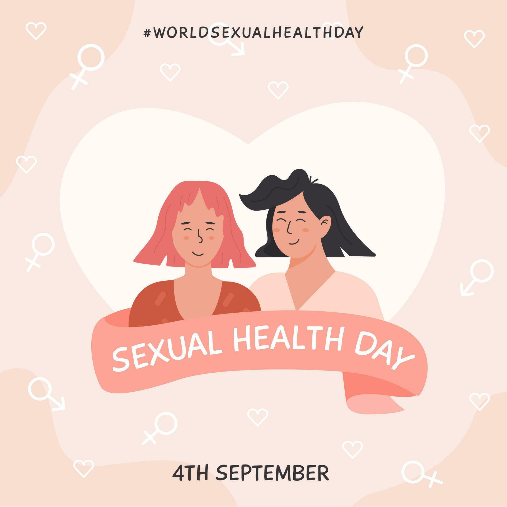 World Sexual Health Day Square Card Homosexual Gay Couple In Love Sex