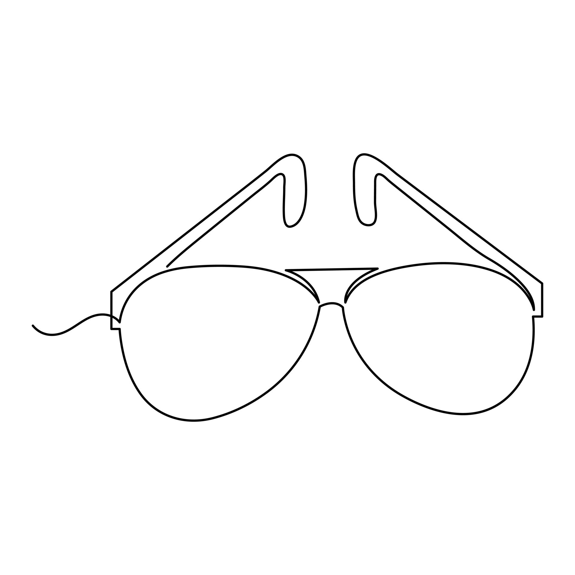 Sunglasses Outline Vector Illustration Of Front View Eyeglasses Continuous Single Line Art