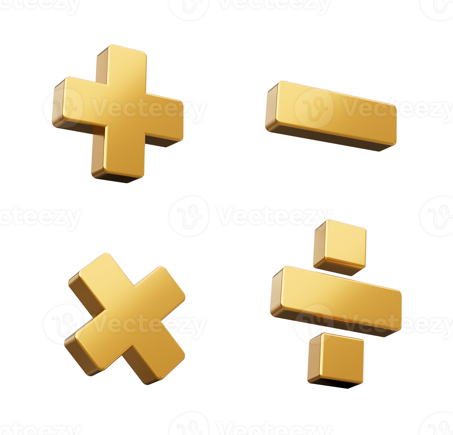 3d Golden Shiny Plus, Minus, Multiply And Divide Sign, 3d illustration ...