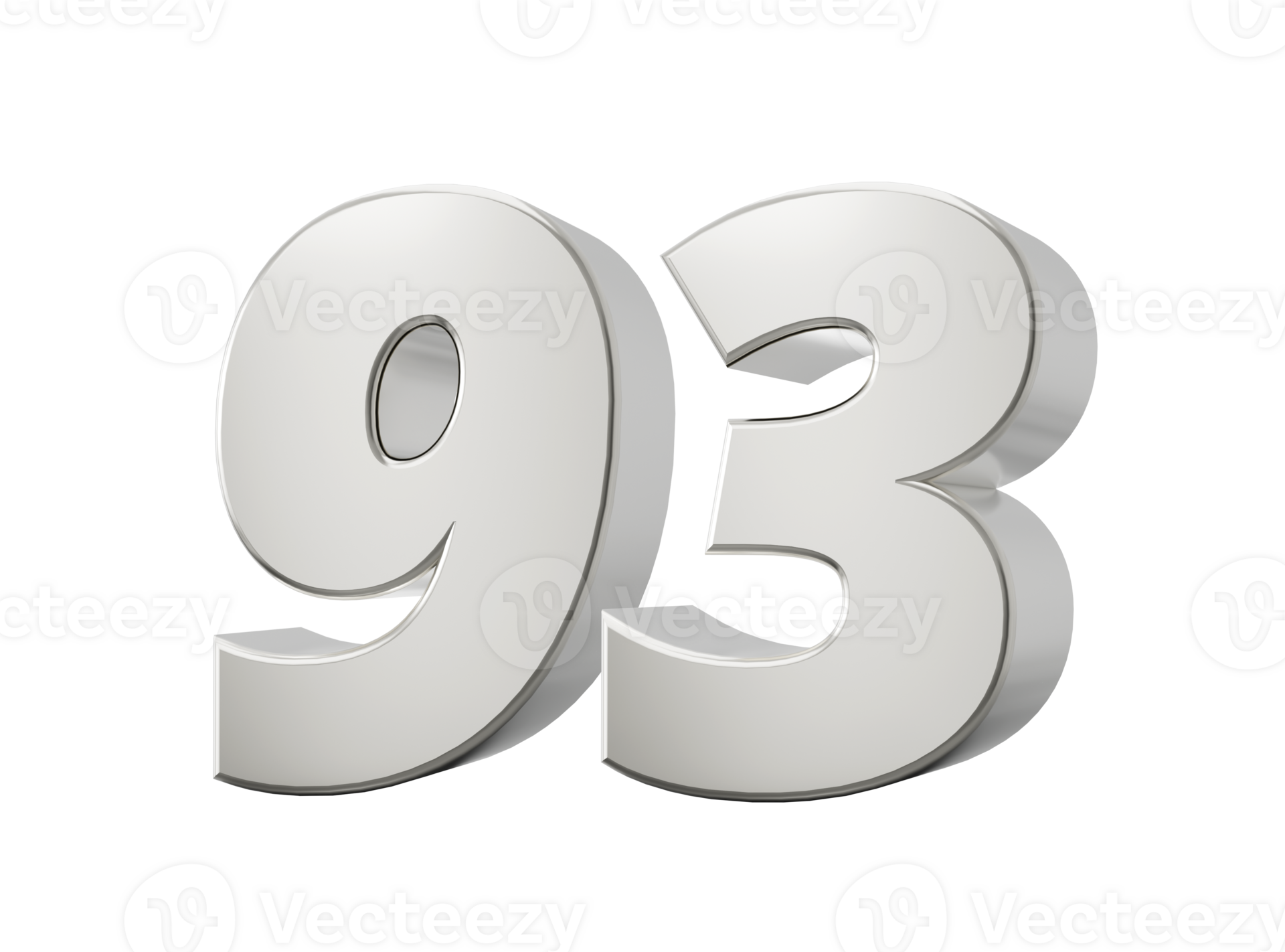 Silver 3d numbers 93 Ninety Third. 3d illustration 36271067 PNG