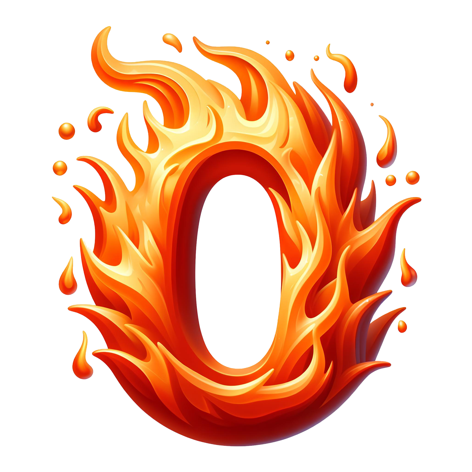 AI generated O - Alphabet Letters from Fire, in cartoon style, transparent background 36271808 PNG