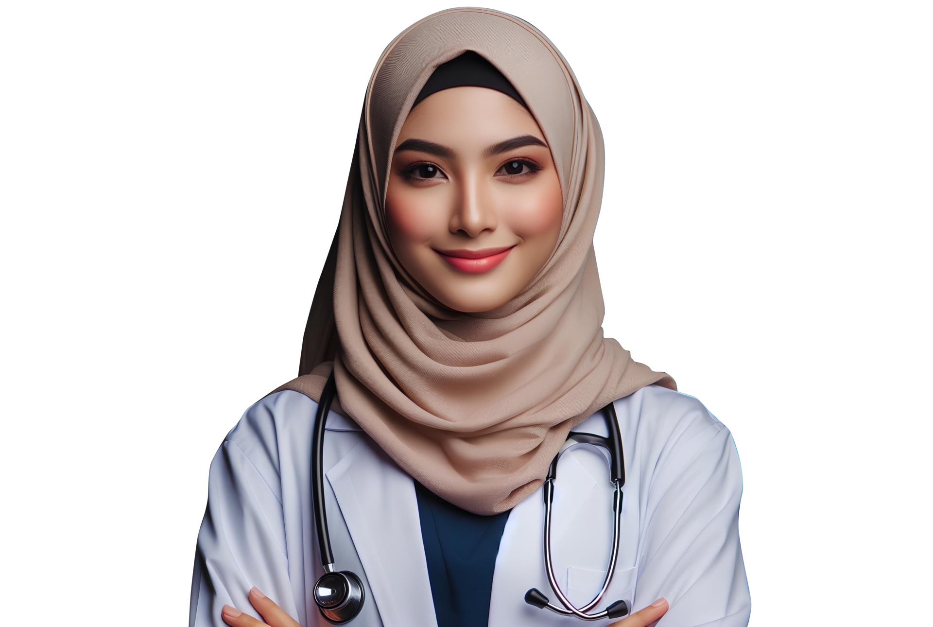 AI generated Beautiful woman doctor wearing a hijab on a transparent background PNG 36271878 PNG