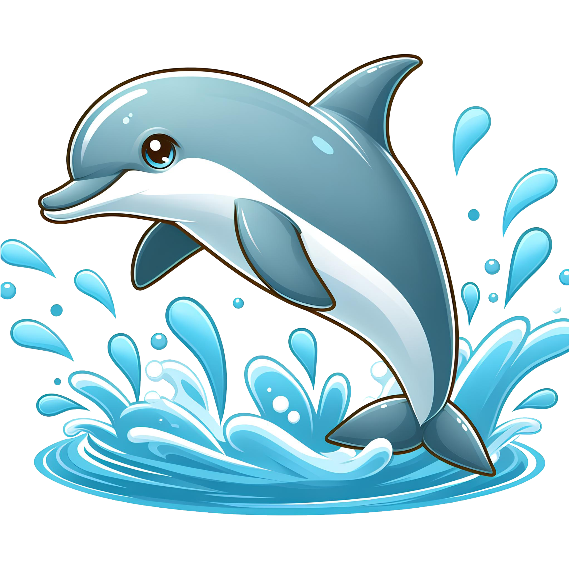 AI generated dolphin jumping out of water - cute dolphin - cartoon on ... AI generated dolphin jumping out of water - cute dolphin - cartoon on ...