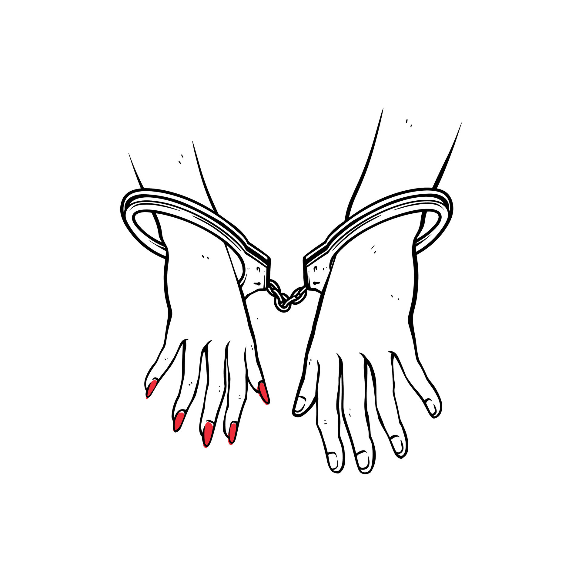 A Pair Of Hands Cuffed In Line Art 36275759 Vector Art At Vecteezy