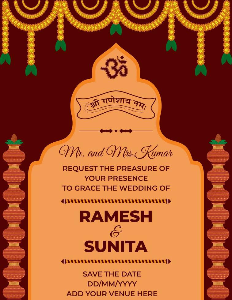 Beautiful Indian wedding invitation card template design 36276300 ... Beautiful Indian wedding invitation card template design 36276300 ...