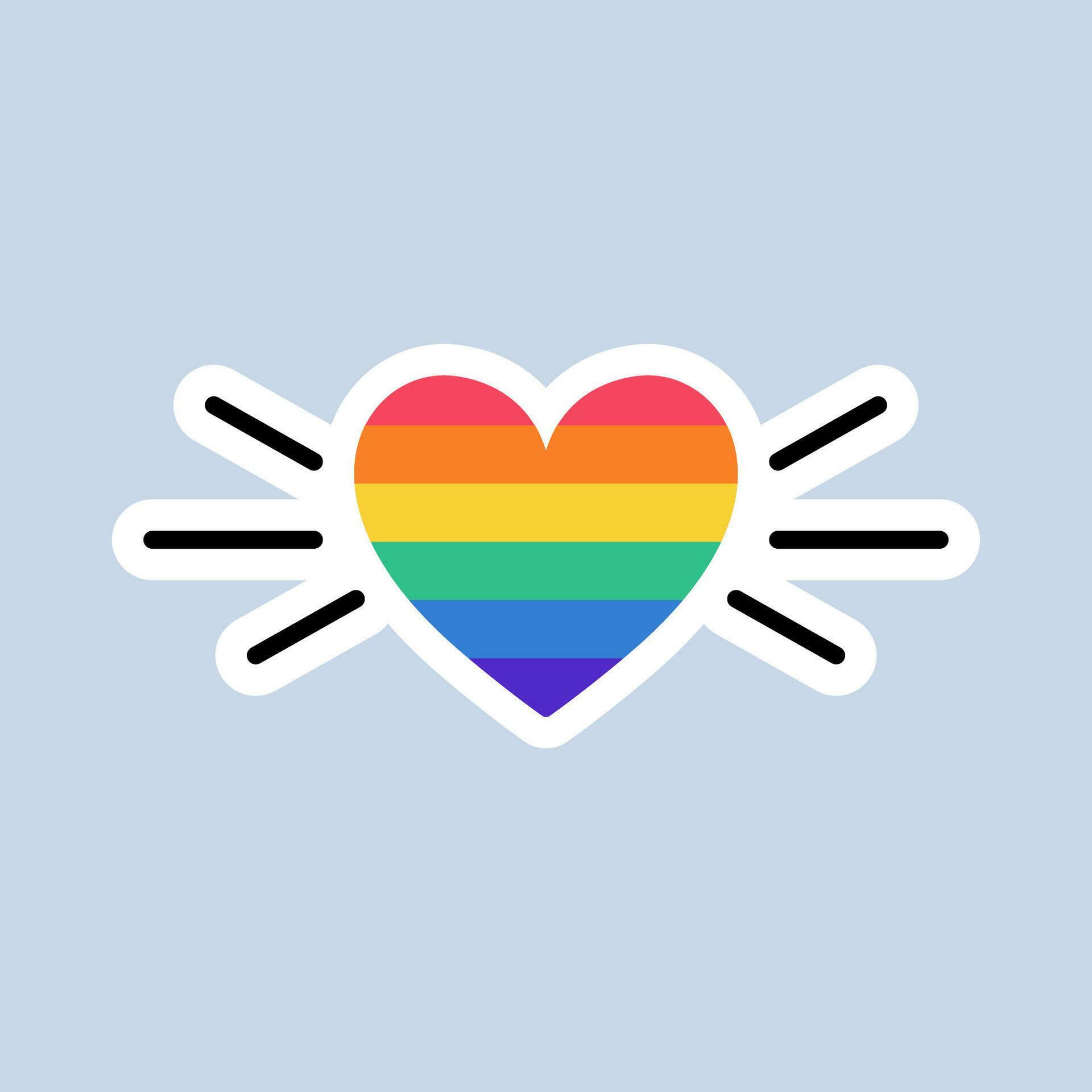 Heart With Lgbt Flag Rainbow Colored Heart Lgbt Sticker In Doodle