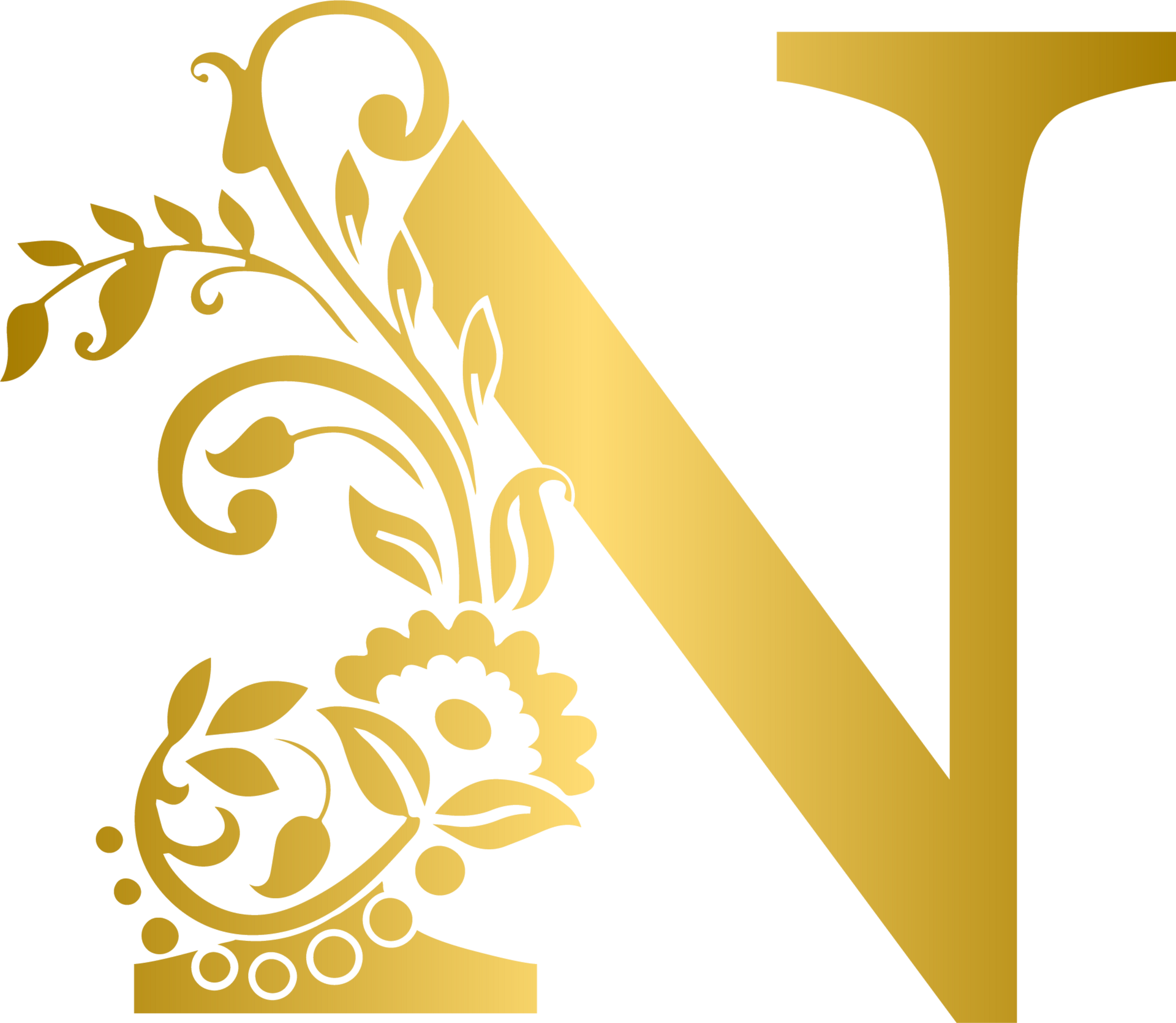 Gold floral premium luxury N alphabet letter, golden N alphabet 36277672 PNG